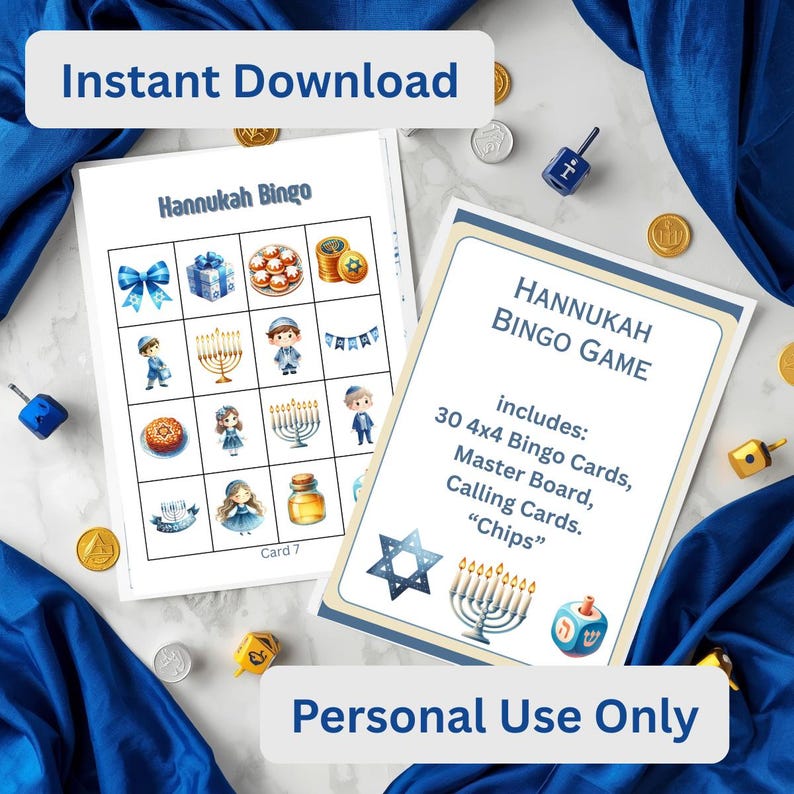 Hanukkah Bingo Game Printable • Kids Chanukkah Activity • Jewish ...