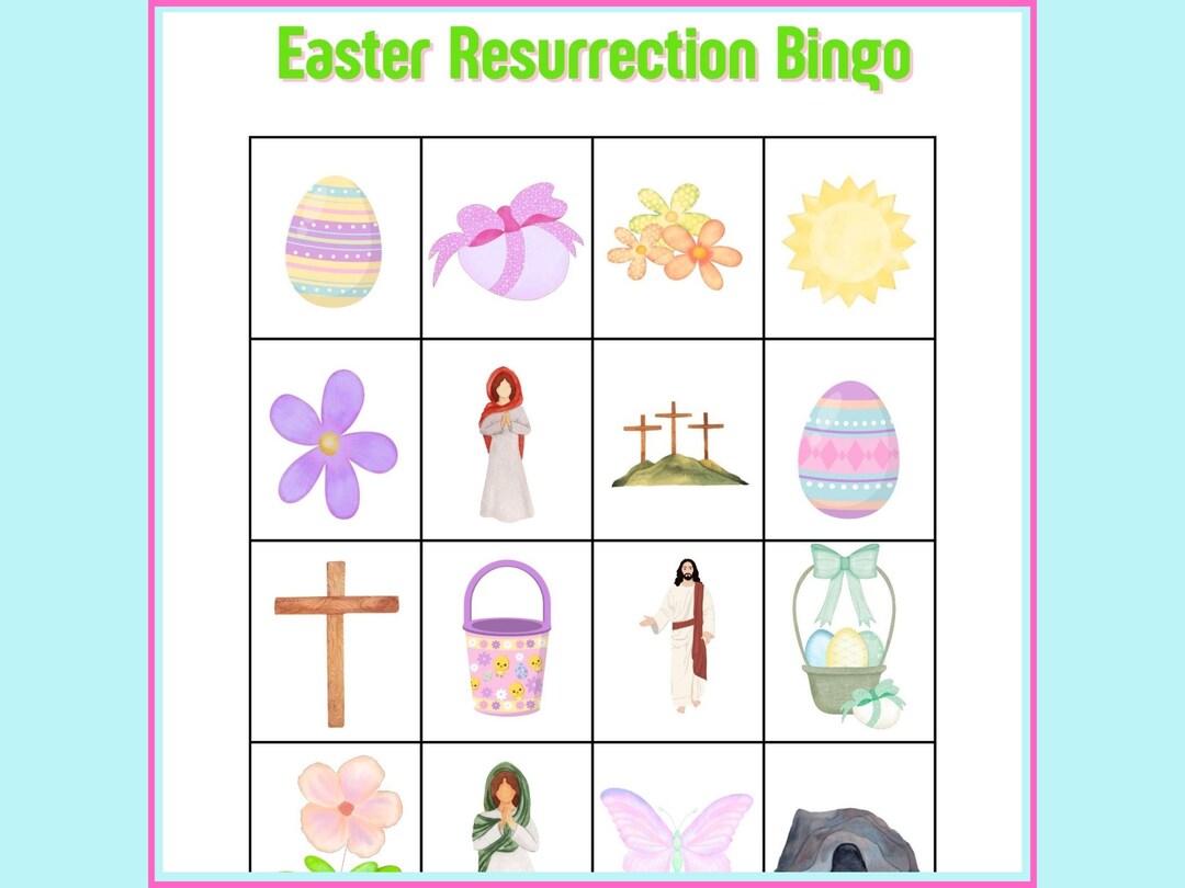 Children's Easter Resurrection Bingo Game for Church Home or Christian ...