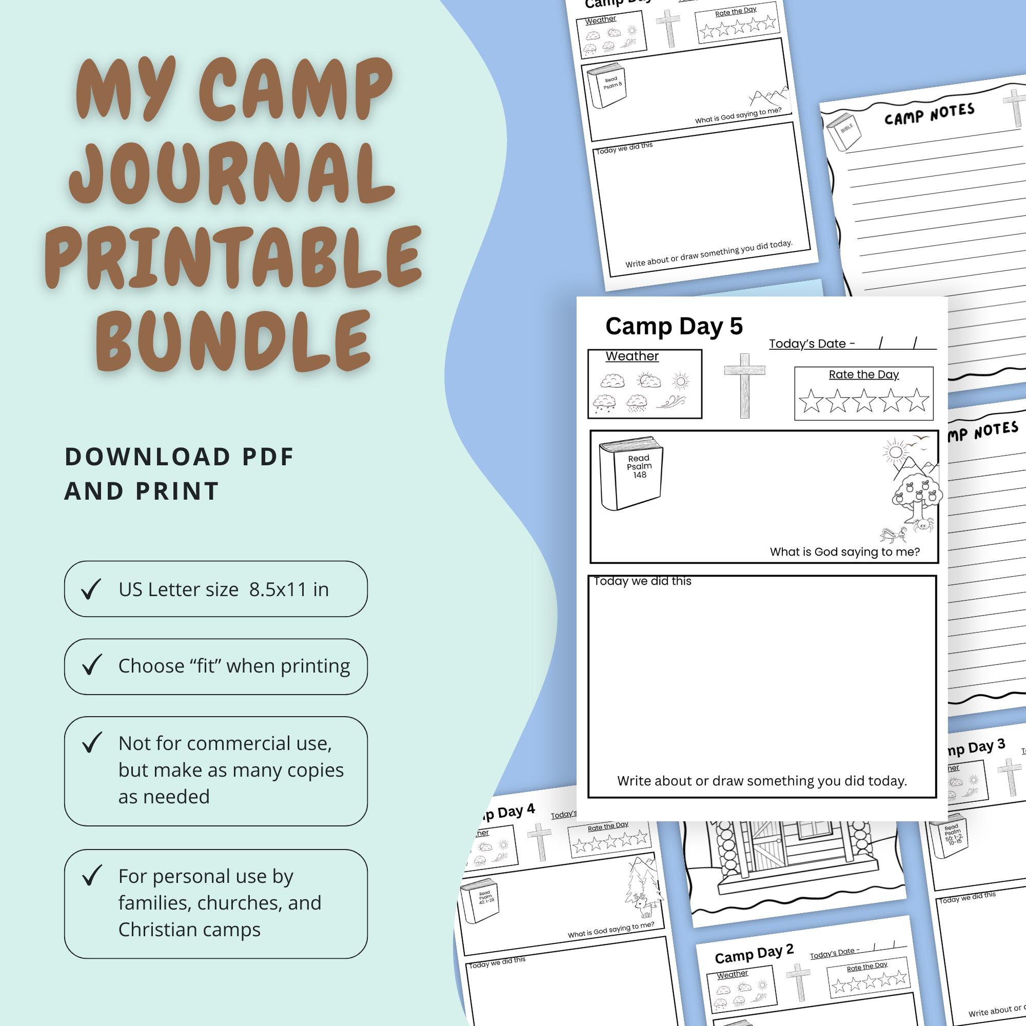 Printable Kids' Christian Camp Journal Bundle for Faith-filled ...