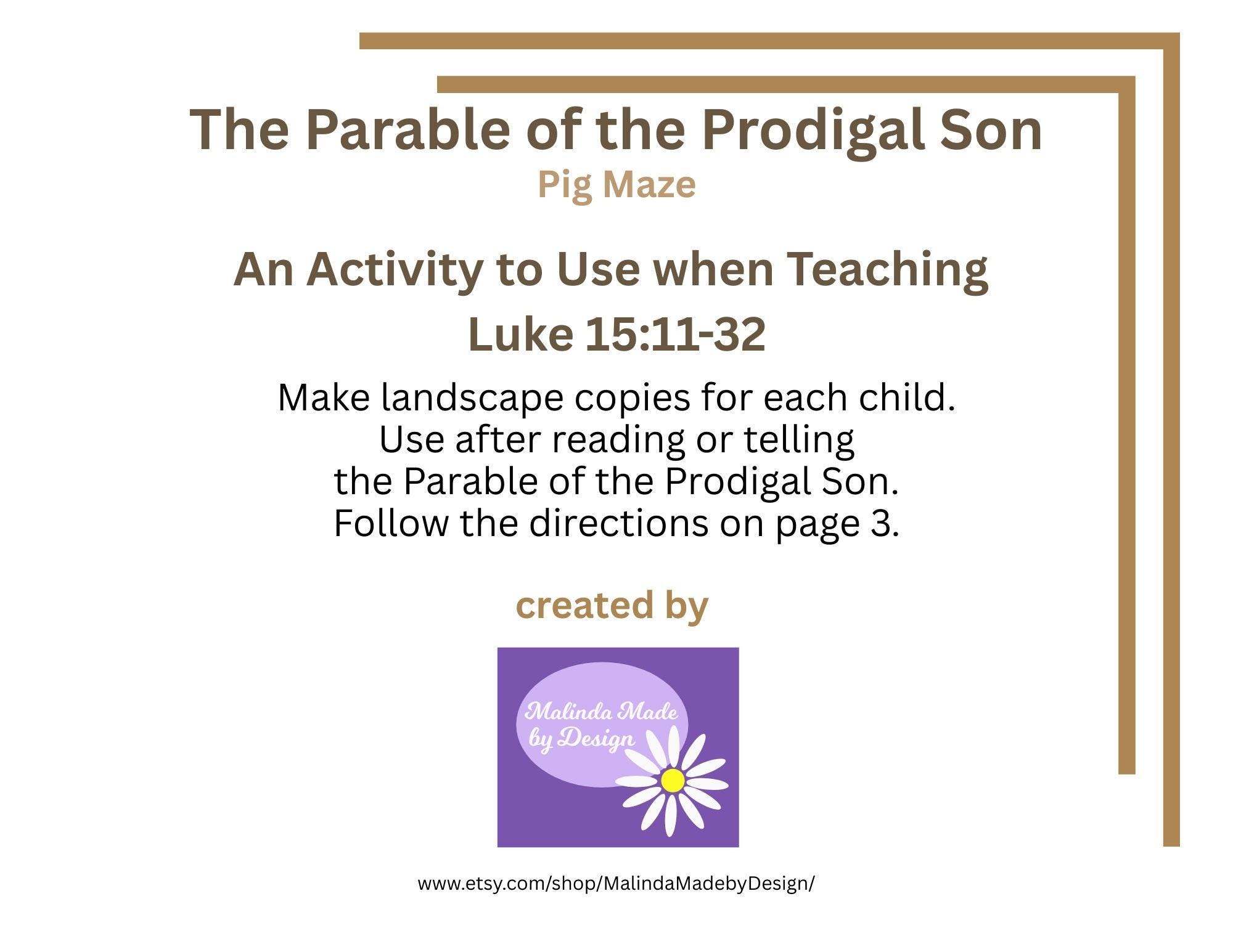 Pig Maze: an Activity to Use When Teaching the Parable of the Prodigal ...