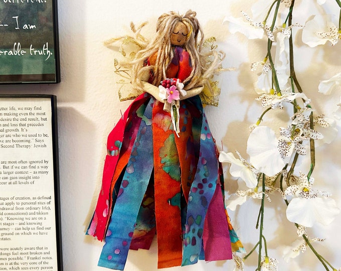 Good Luck Spirit Fiber Art Doll, Fun Fairy OOAK, Small Cloth Goddess ...