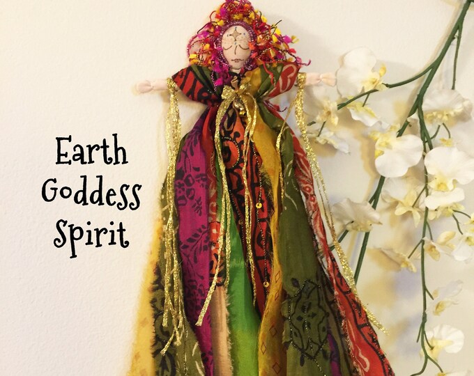 Earth Goddess Spirit Fiber Art Doll, Gia Life OOAK, Cloth Goddess Altar ...