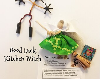 Good Luck Kitchen Witch Magnet Ornament, Kitchen Witch, Vintage OOAK ...