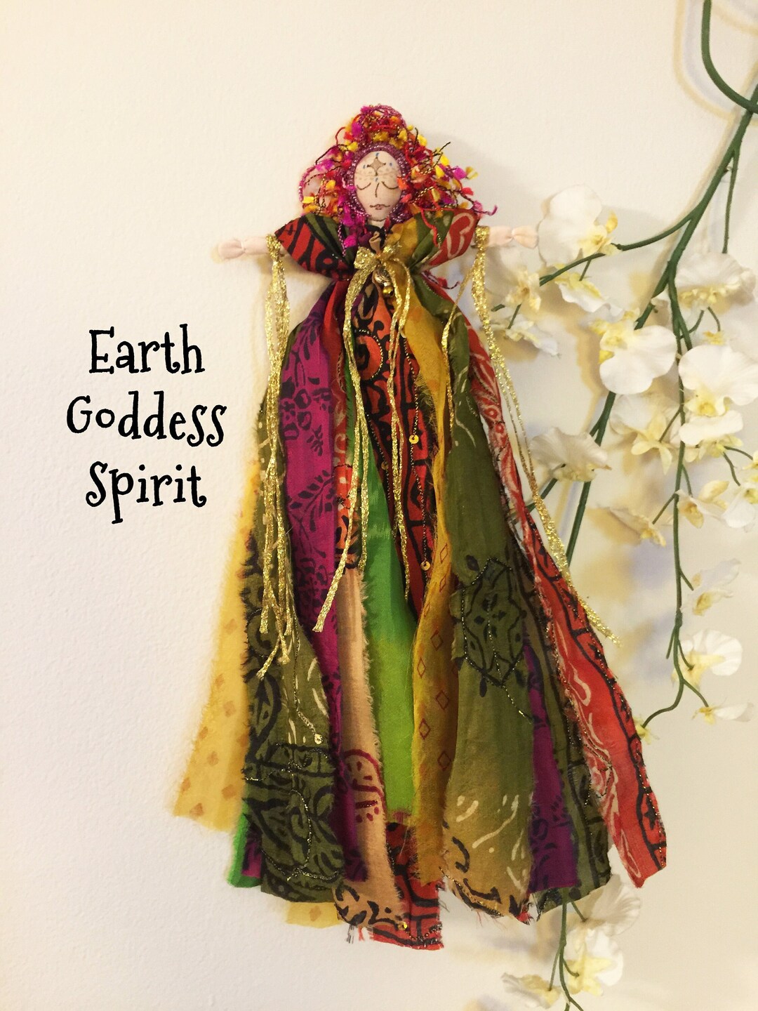 Earth Goddess Spirit Fiber Art Doll, Gia Life OOAK, Cloth Goddess Altar ...