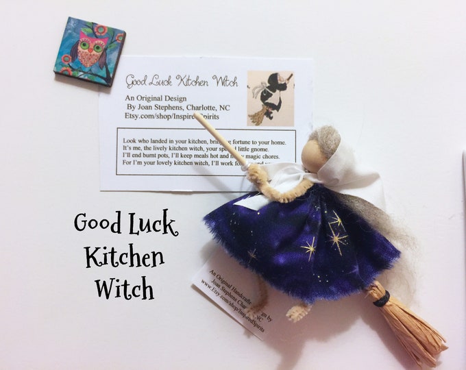 Good Luck Kitchen Witch Magnet Ornament, Kitchen Witch, Vintage OOAK ...