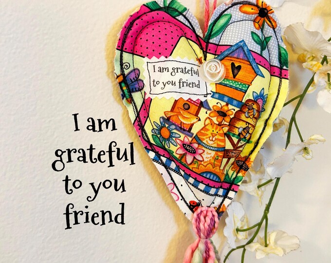 Handmade Quilted Friendship Heart Ornament With Yarn Tassels, I Am ...