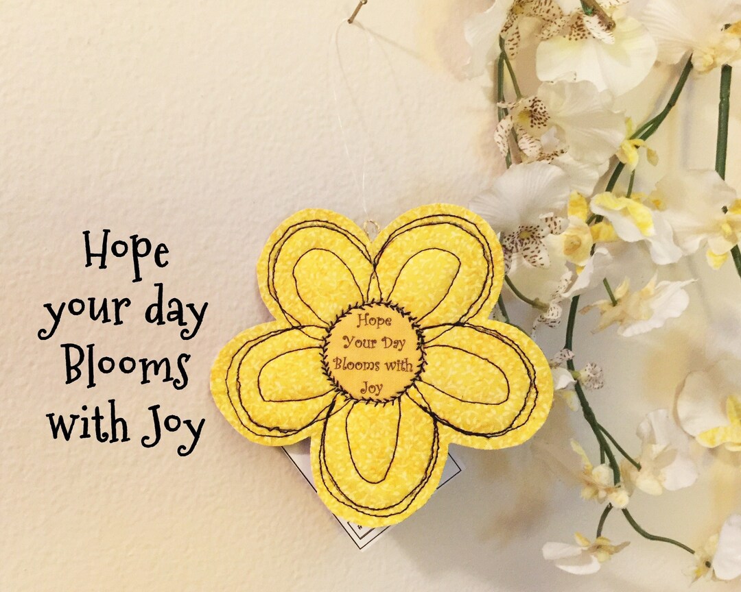 Fiber Art Gift Card Insert, Quilted Flower Fiber Art, Fabric Ornament ...