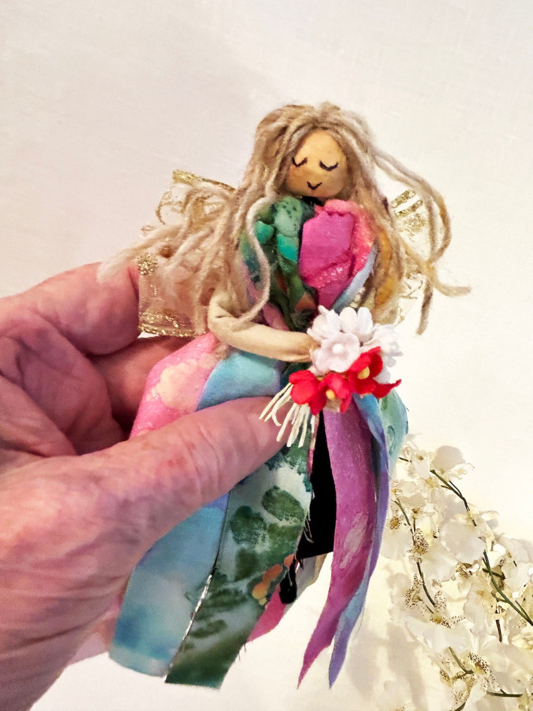 Good Luck Spirit Fiber Art Doll, Fun Fairy OOAK, Small Cloth Goddess ...