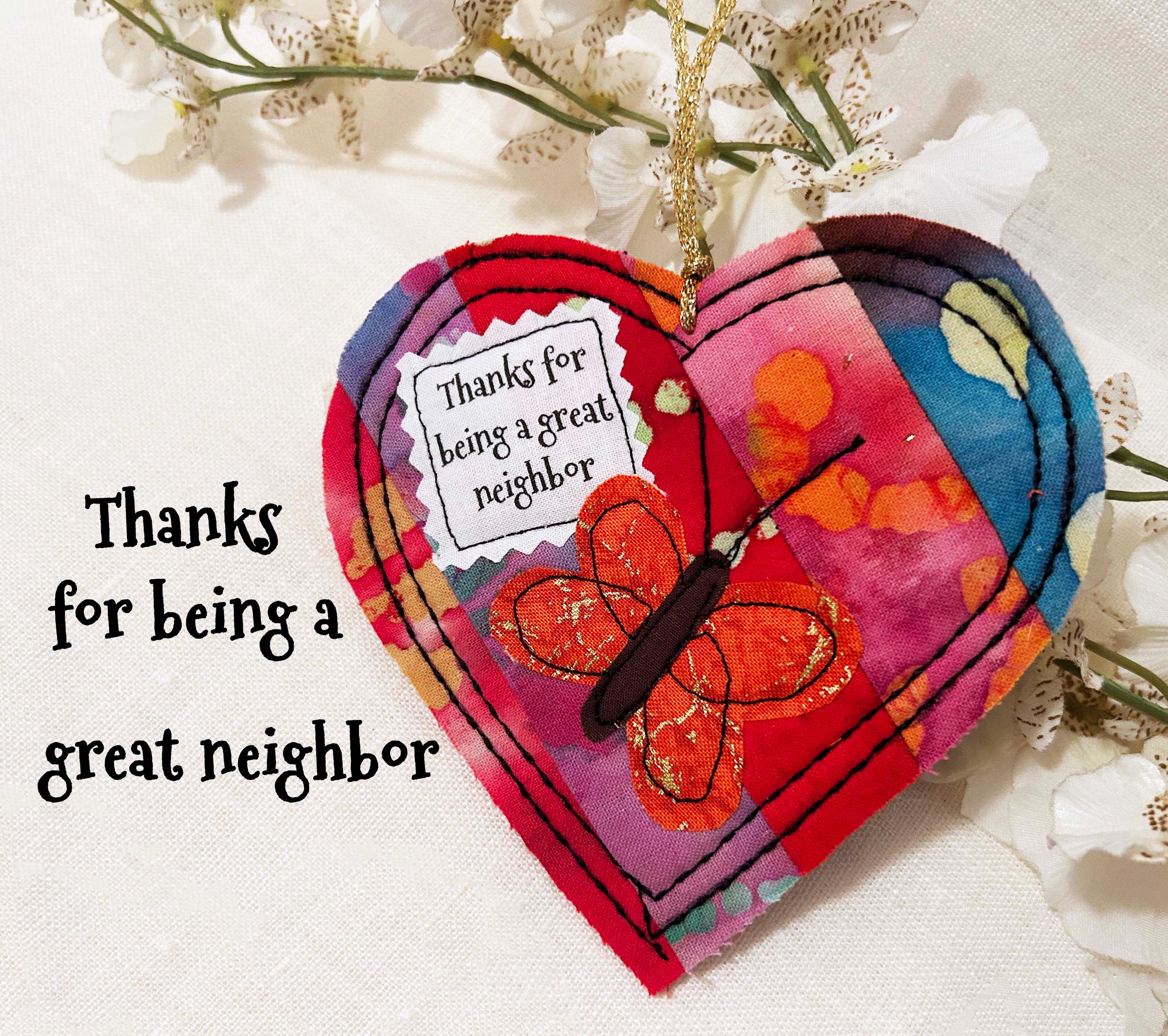 Thank You Neighbor Heart Ornament Set, Gratitude Gift, Butterfly ...