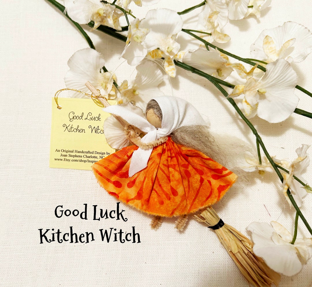 Good Luck Witch, Good Luck Kitchen Witch Magnet. Vintage OOAK Design ...