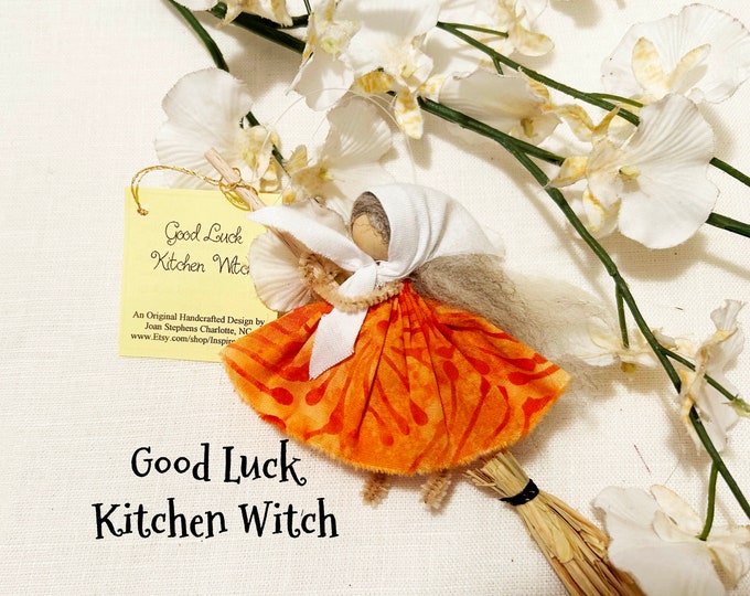 Good Luck Witch, Good Luck Kitchen Witch Magnet. Vintage OOAK Design ...