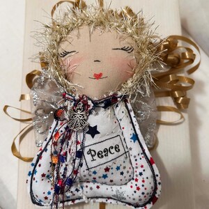 Peace Angel Good Will Ornament, Patriotic Ornament, Healing Folk Art ...