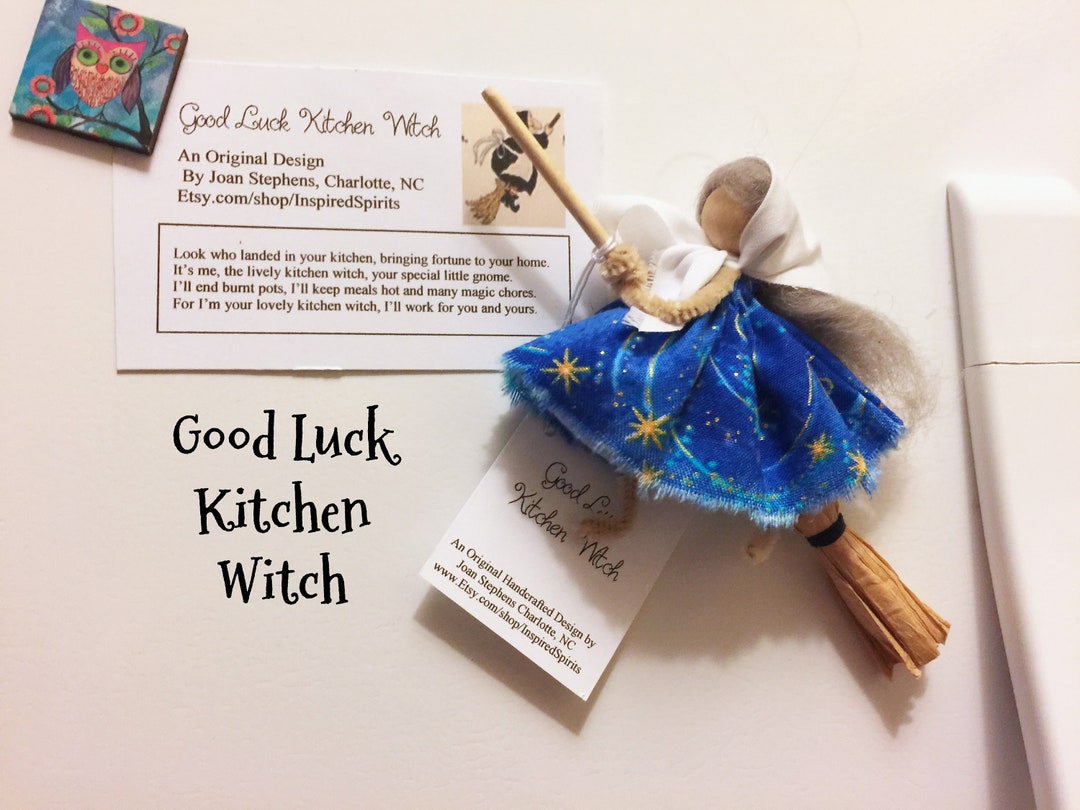 Good Luck Witch, Good Luck Kitchen Witch Magnet. Vintage OOAK Design ...