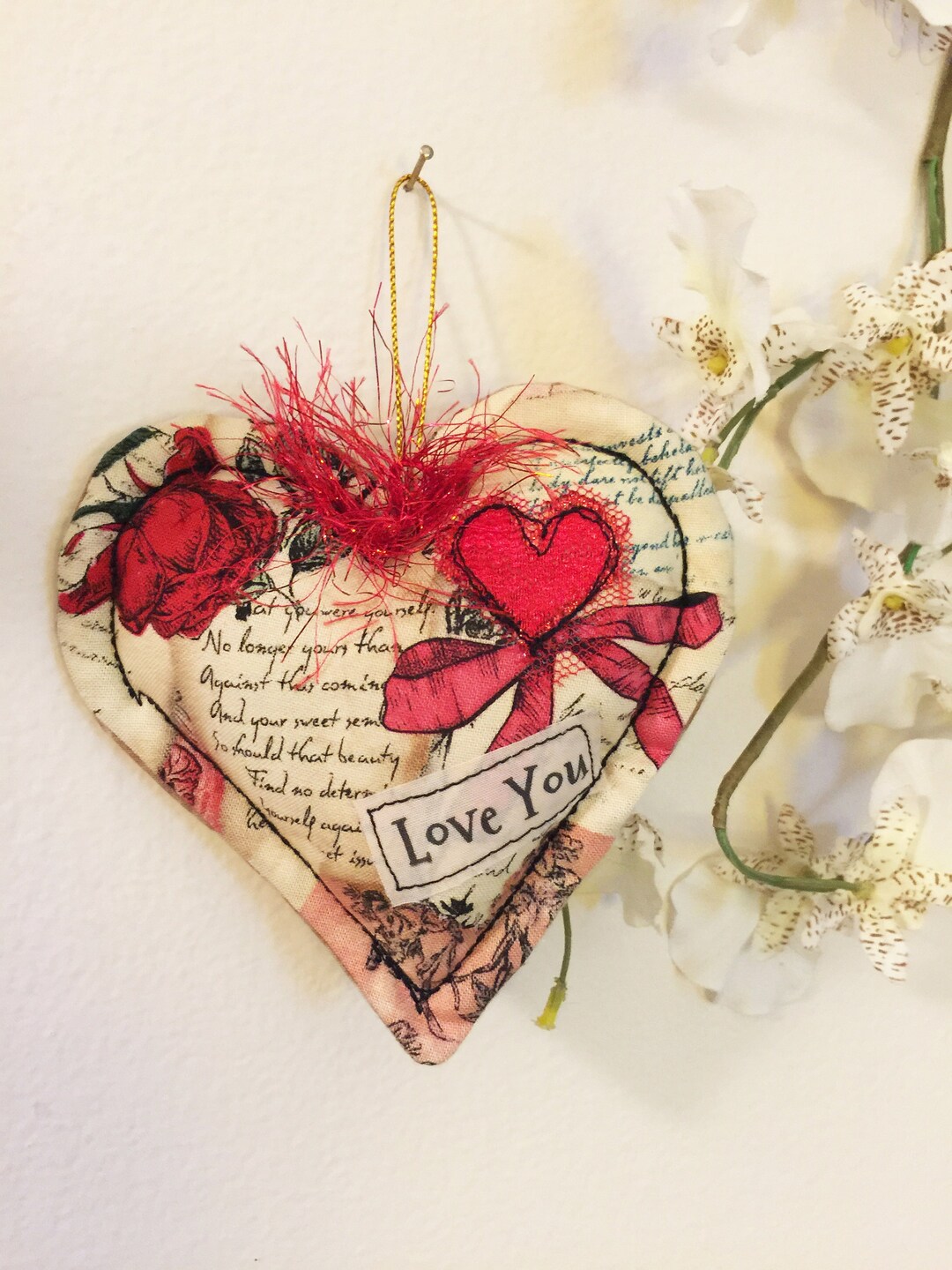 Vintage Style Heart Ornament, Nostalgic Print Gift, Valentine Print ...