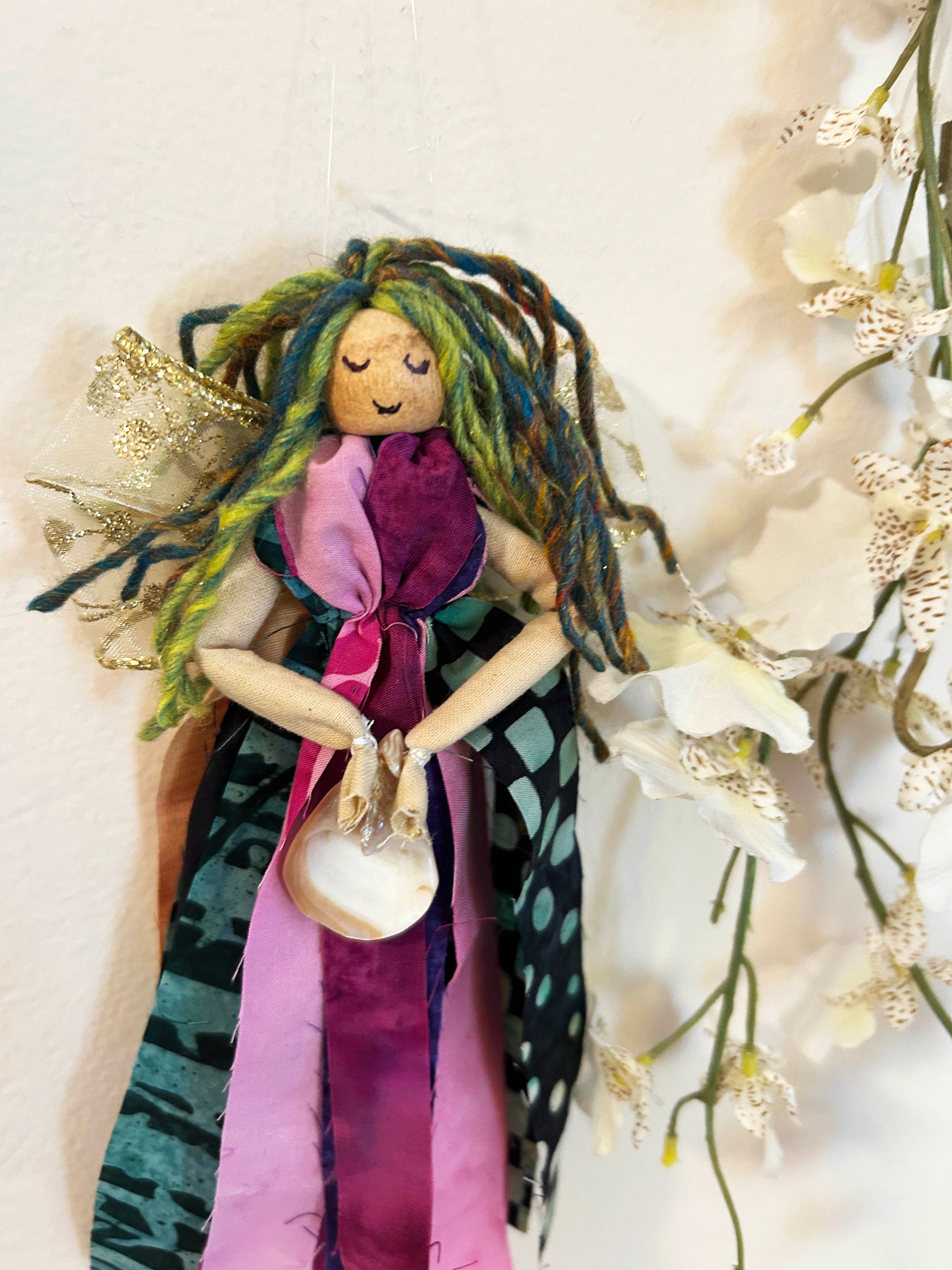 Good Luck Spirit Fiber Art Doll, Fun Fairy OOAK Small Cloth Goddess ...