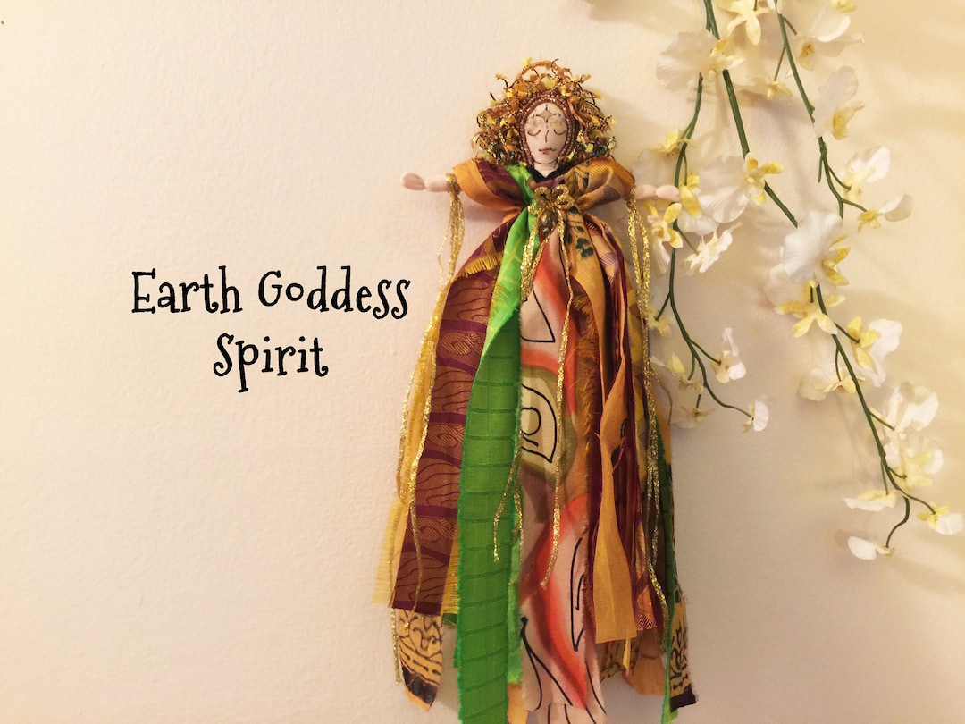 Earth Goddess Spirit Fiber Art Doll, Gia Life OOAK, Cloth Goddess Altar ...