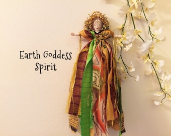Earth Goddess Spirit Fiber Art Doll, Gia Life OOAK, Cloth Goddess Altar ...