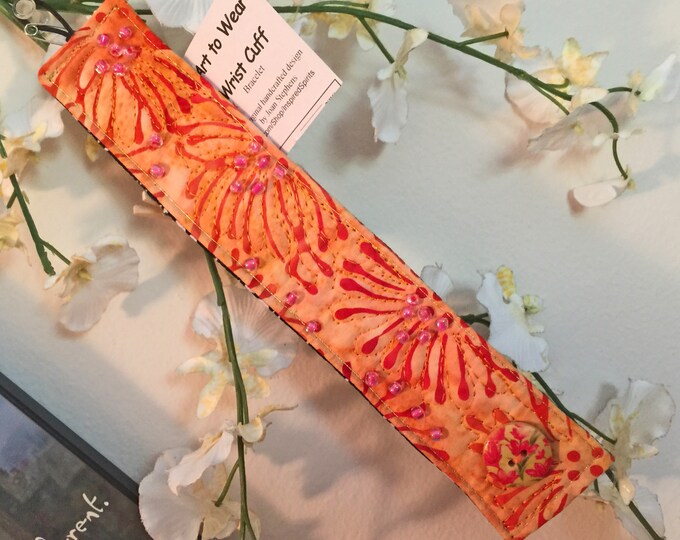 Wrist Cuff 8", Fiber Art Bracelet, Art to Wear Cuff, Textile Art Cuff ...