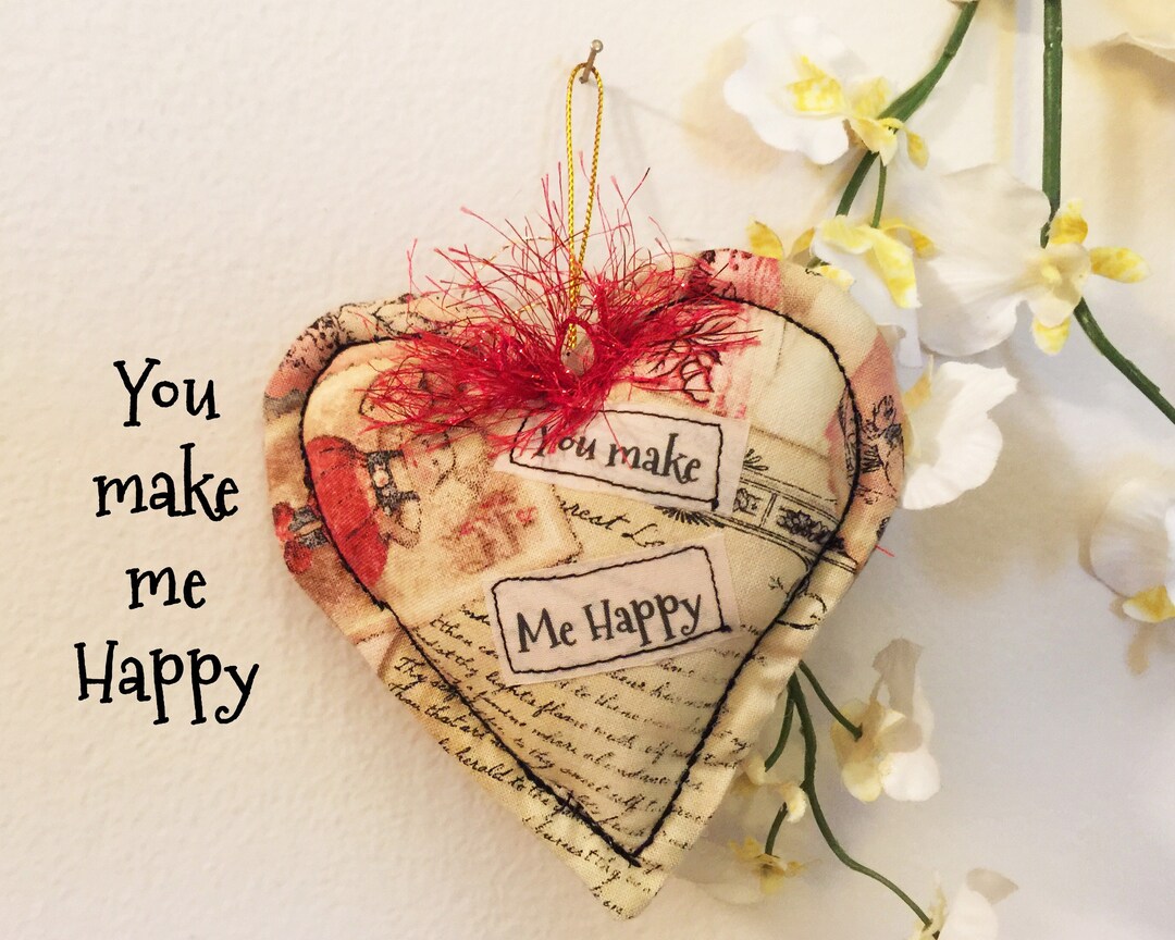 Vintage Style Heart Ornament, Nostalgic Print Gift, Valentine Print ...