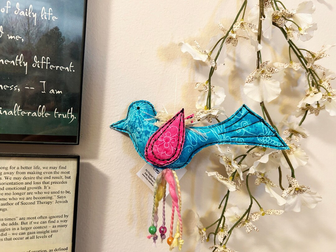 Songbird Ornament, Handmade Cloth Folk Art Style Bird, Vintage Style ...