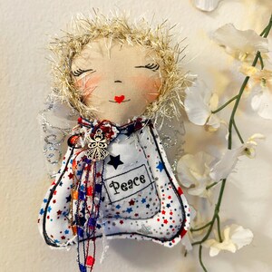 Peace Angel Good Will Ornament, Patriotic Ornament, Healing Folk Art ...
