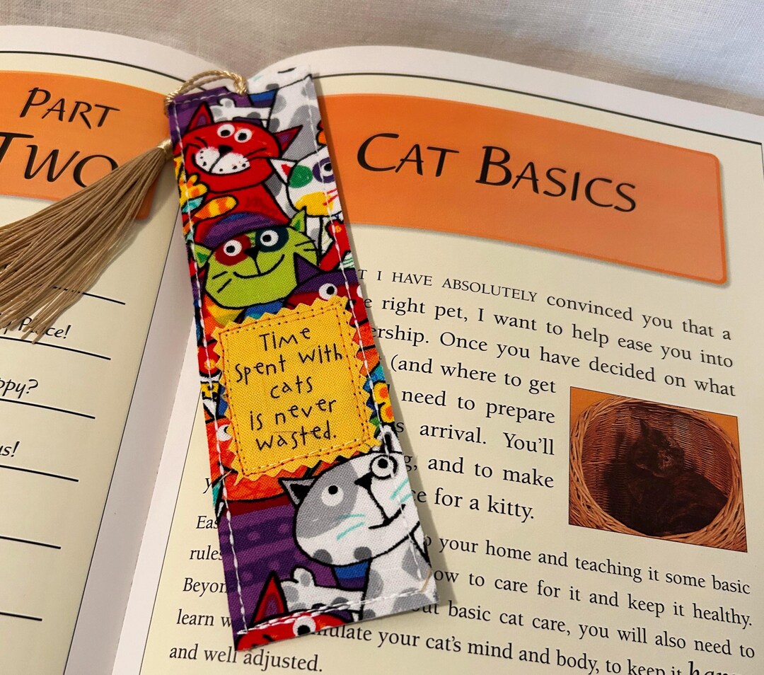 Kitty Cat Lover Bookmark, Cat Lady Book Club Present, Cat Fiber Art ...