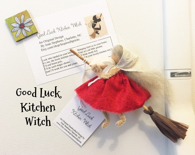 Good Luck Kitchen Witch Magnet Ornament, Kitchen Witch, Vintage OOAK ...