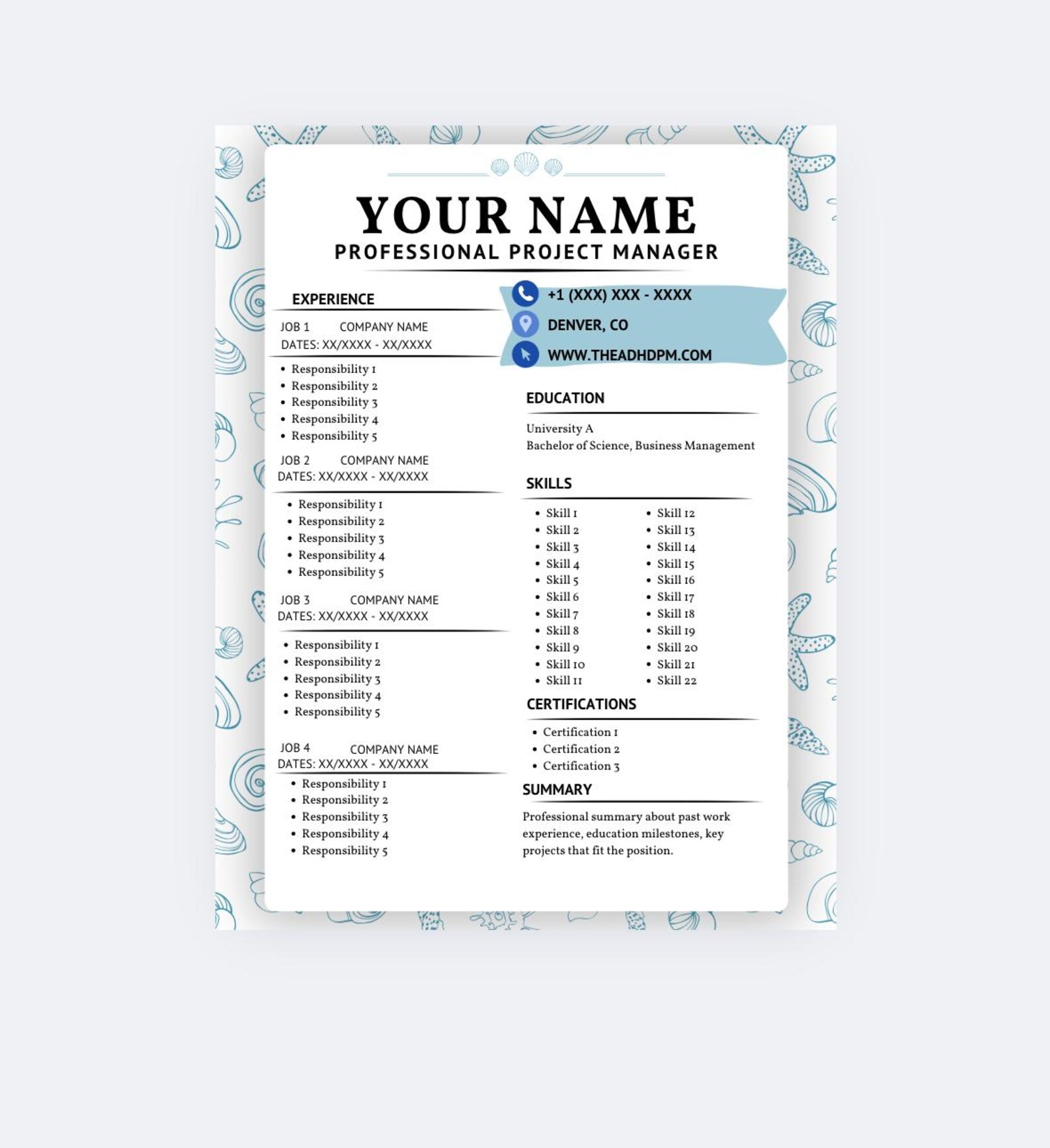 Beach Boss Resume Template Canva - Etsy