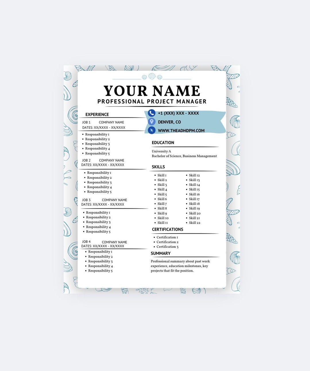 Beach Boss Job Application Bundle - Cover Letter and Resume ...