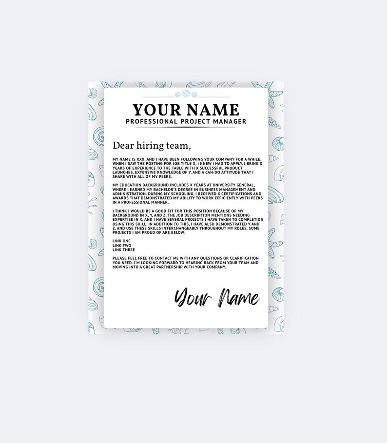 Beach Boss Cover Letter Template - Customizable Canva Digital Download ...
