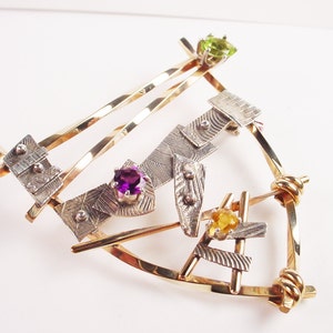 Gold Filled and Sterling Pin Textured Sterling Silver With Peridot ...