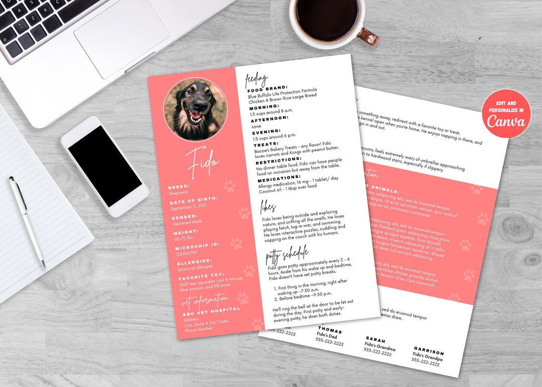 Pet Care Simplified With Fido Information Form - Ideal for Pet Parents ...