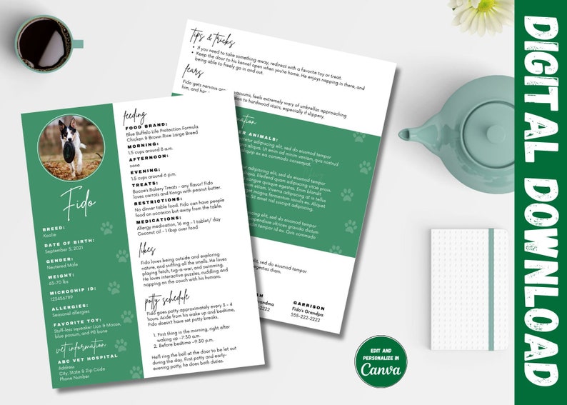 Pet Care Simplified With Fido Information Form - Ideal for Pet Parents ...