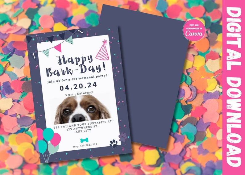 Happy Bark-day Fido's Birthday Invitation, Dog Party, Birthday Bash ...