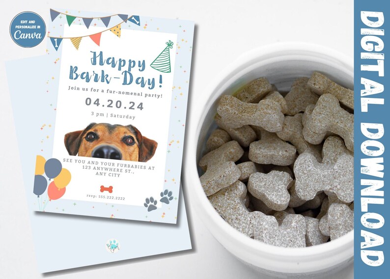 Happy Bark-day Fido's Birthday Invitation, Dog Party, Birthday Bash ...