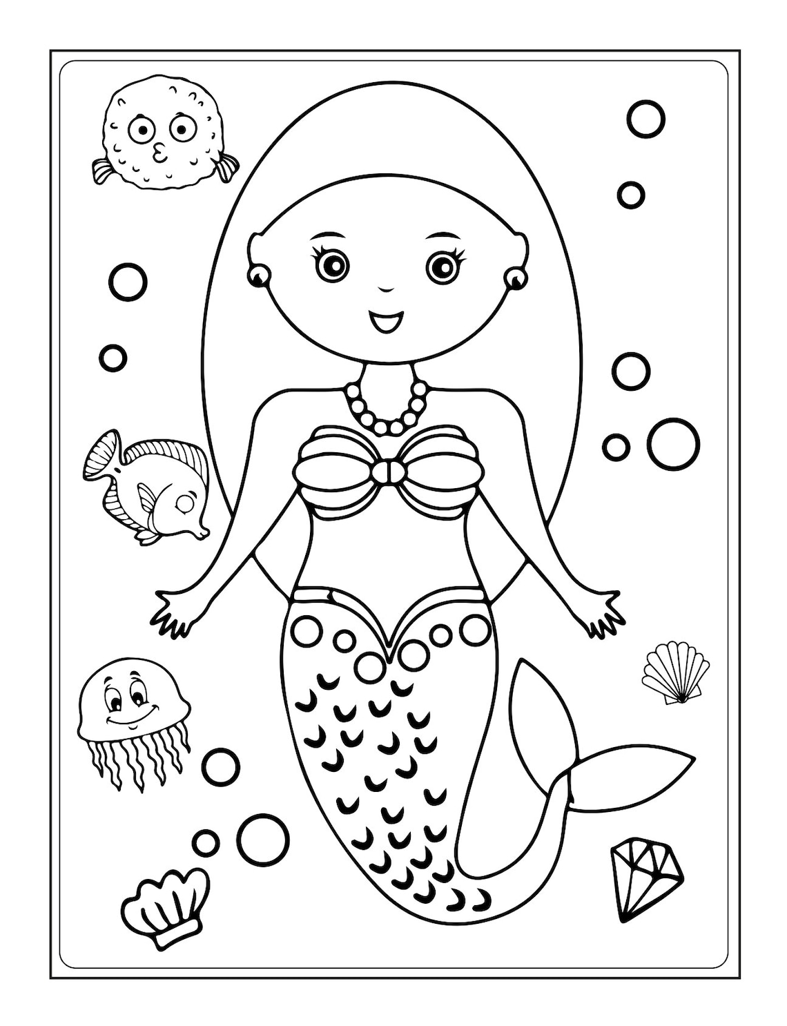 Mermaid Coloring Pages for Kids Vol. 2 - 50 Printable Pdf's of Fund ...
