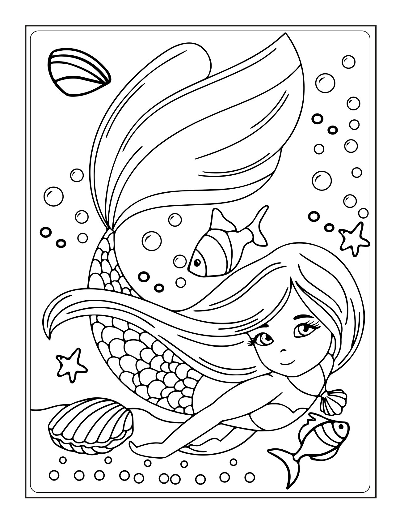 Mermaid Coloring Pages for Kids Vol. 1 - 50 Printable Pdf's of Fun ...