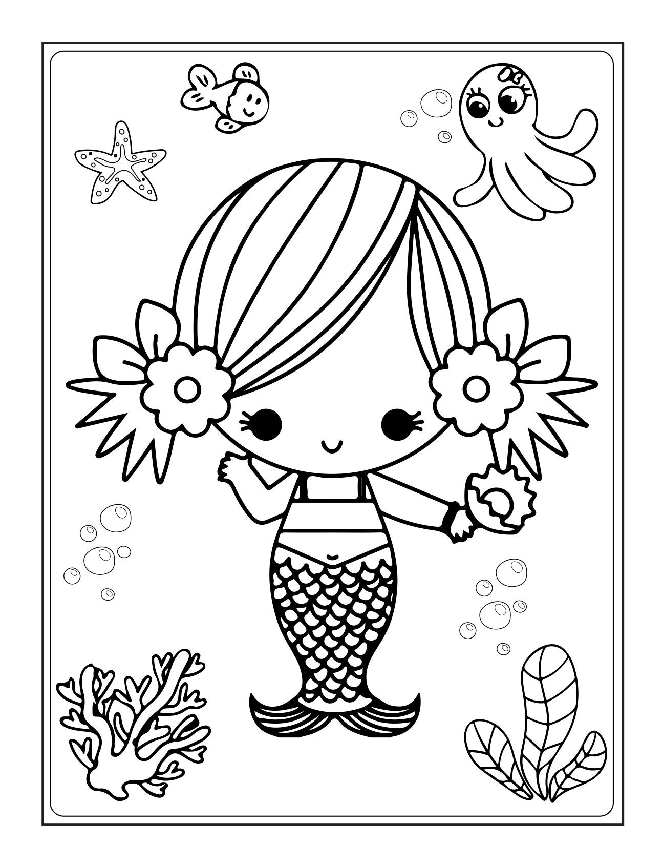 Mermaid Coloring Pages for Kids Vol. 1 - 50 Printable Pdf's of Fun ...