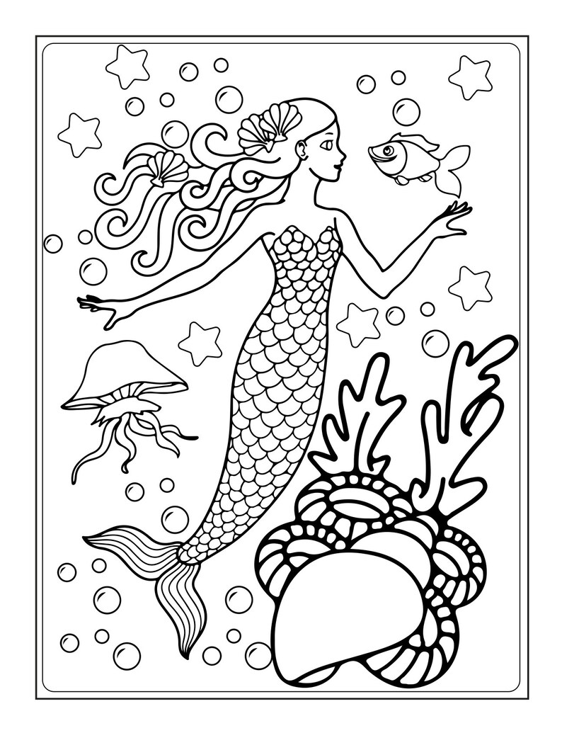 Mermaid Coloring Pages for Kids Vol. 2 - 50 Printable Pdf's of Fund ...