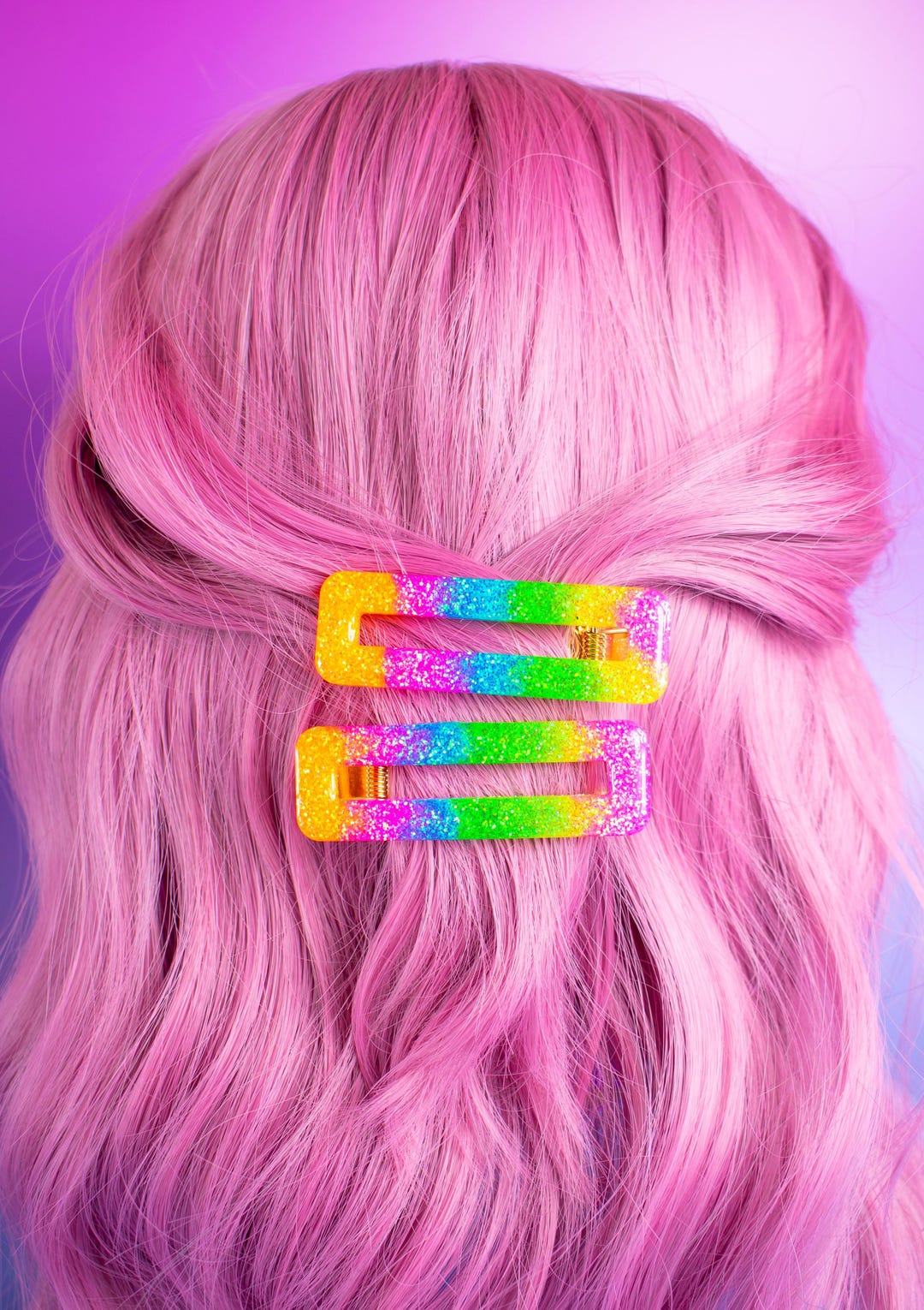 Rainbow Iridescent Glitter Resin Hair Clips Statement Hair Grips ...