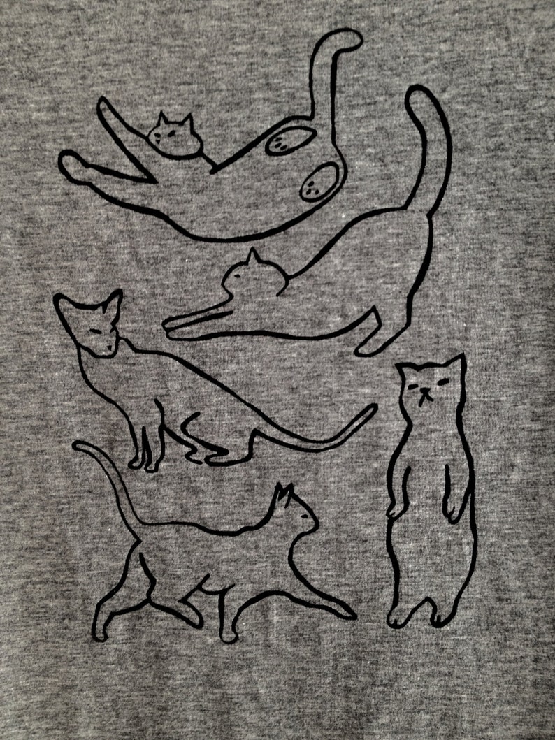 SIZE XL Black Gray Cat Shirt, Cat Tee, T-shirt, Funny Cat Shirt, Cat ...