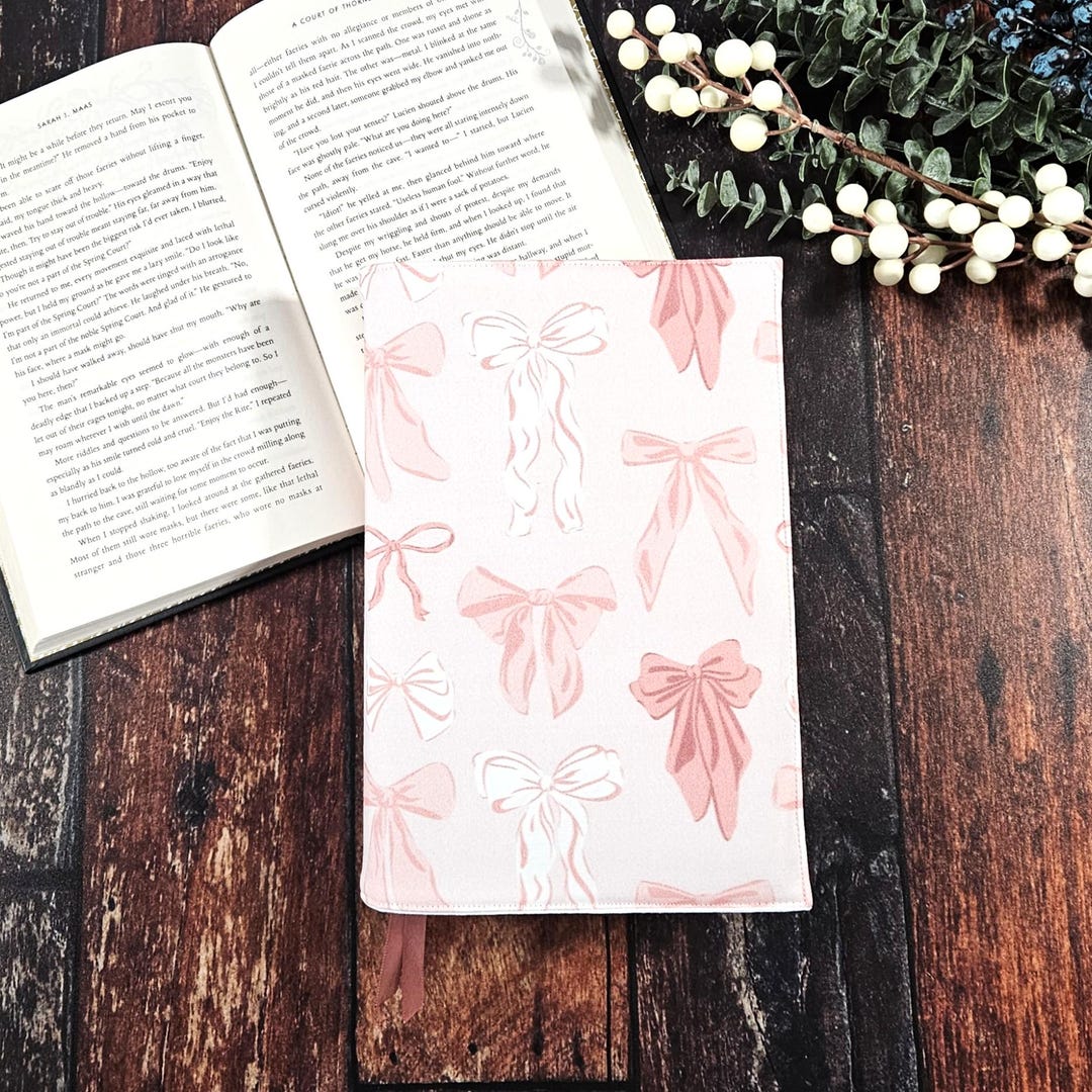 Pastel Pink Bows Bible Cover | Adjustable Book Cover | Christian Gift ...