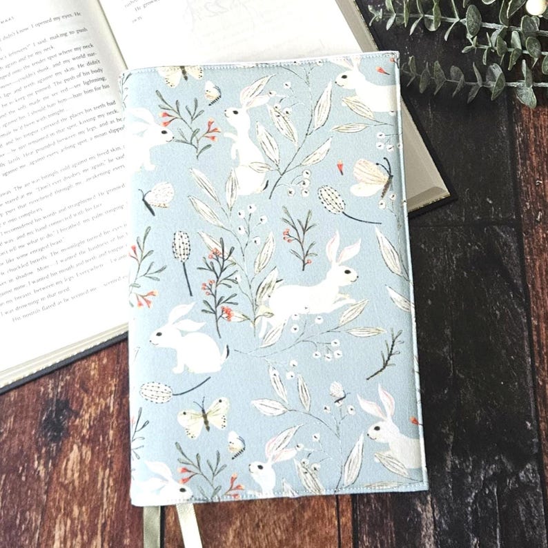 Bunnies & Rabbits Cover, Vintage Woodland Creature Reusable Dust Jacket ...