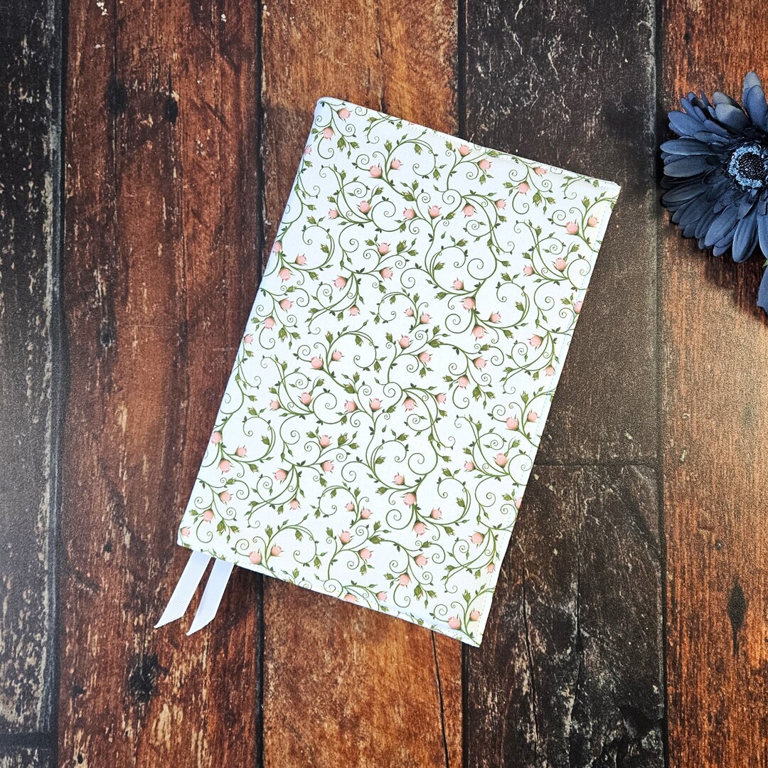 Pink Rosebud Vine Adjustable Bible Cover Christian Gift Bible Cover ...