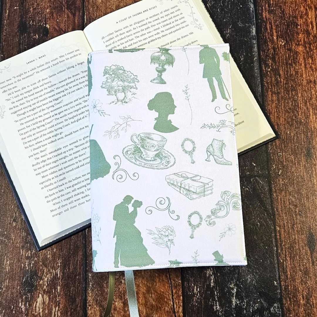 Victorian Toss Book Cover, Vintage Silhouette Reusable Dust Jacket ...