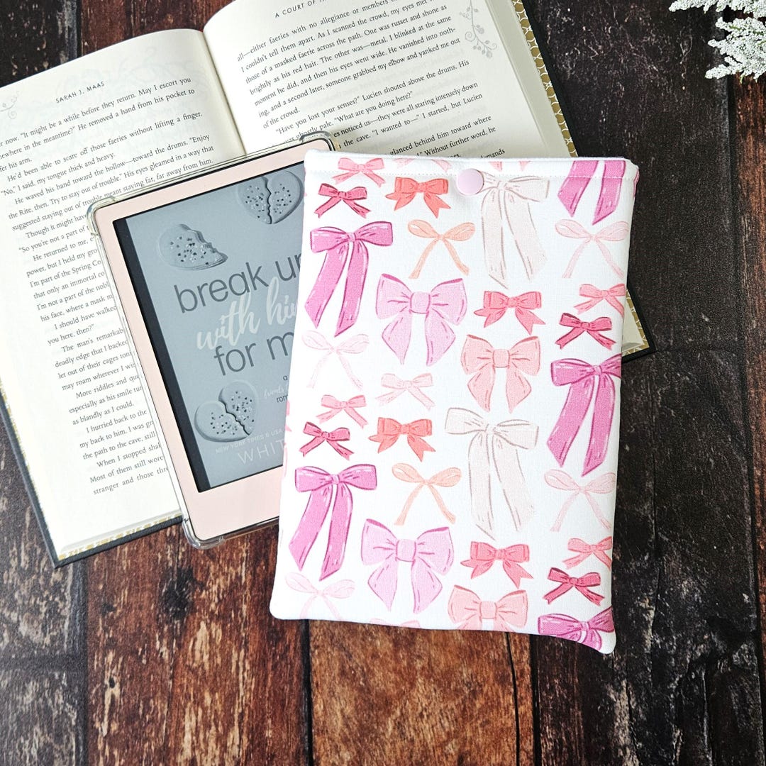 Pink Bows Kindle Sleeve, Book Lover Gift, E-reader Case, Book Pouch ...