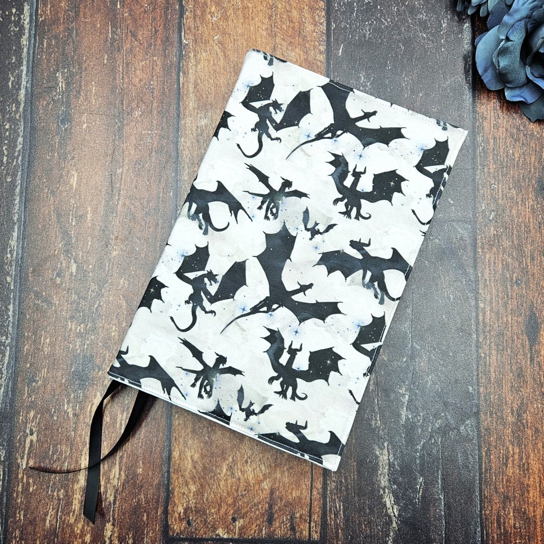 Black Dragon Book Cover, Adjustable Book Sleeve, Reusable Fantasy Book ...