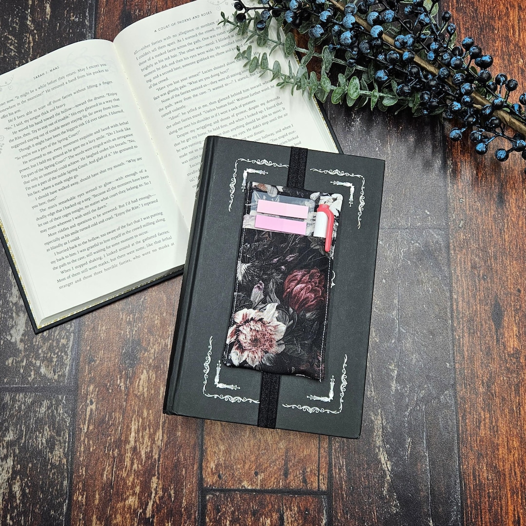 Gothic Floral Book Annotation Pen Holder | Bookish Gift | Tab Pouch for ...
