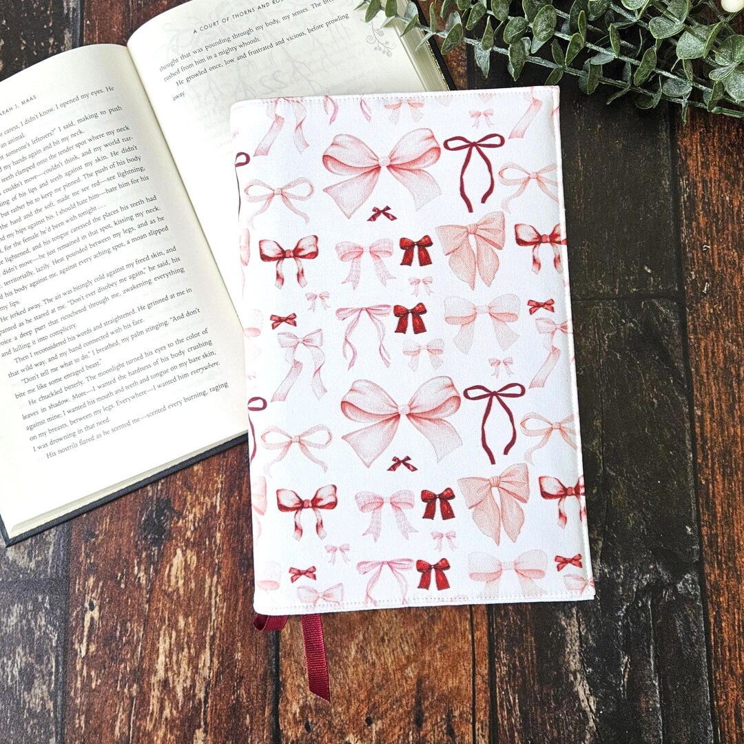 Pink Bows Book Cover, Coquette Bows, Bible Cover Case, Fabric Book ...
