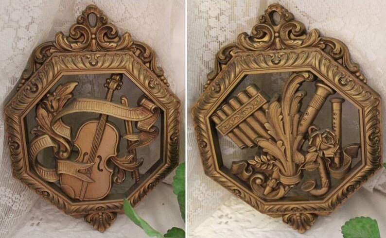 Vintage 1976 MUSICAL INSTRUMENT PLAQUE Set of Two 12-inches - Etsy